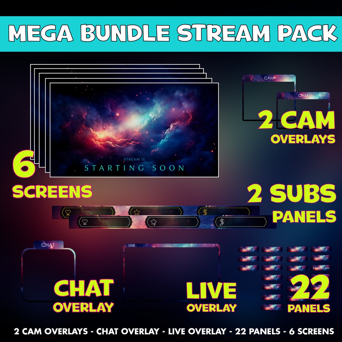 Celestial Twitch Overlay Animated Package Aesthetic Stream Overlay ...