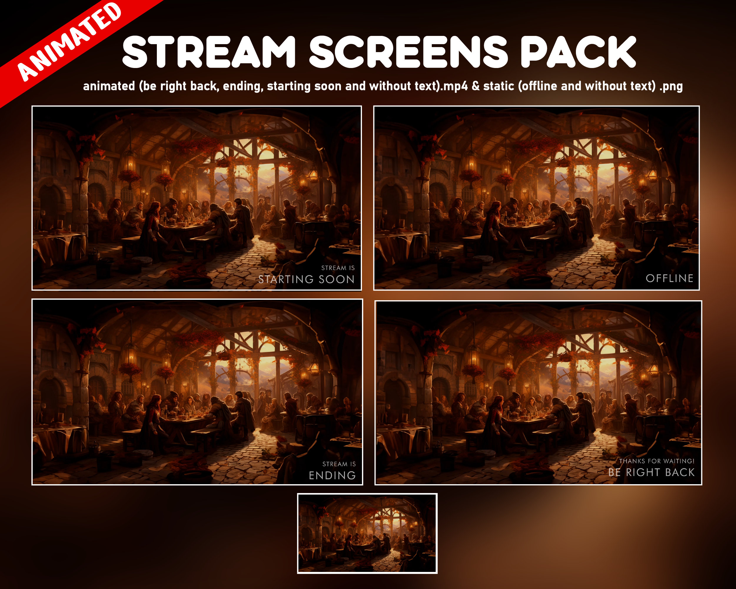 Cozy Medieval Tavern Twitch Overlay Animated Pack - Screens D&d Cute ...