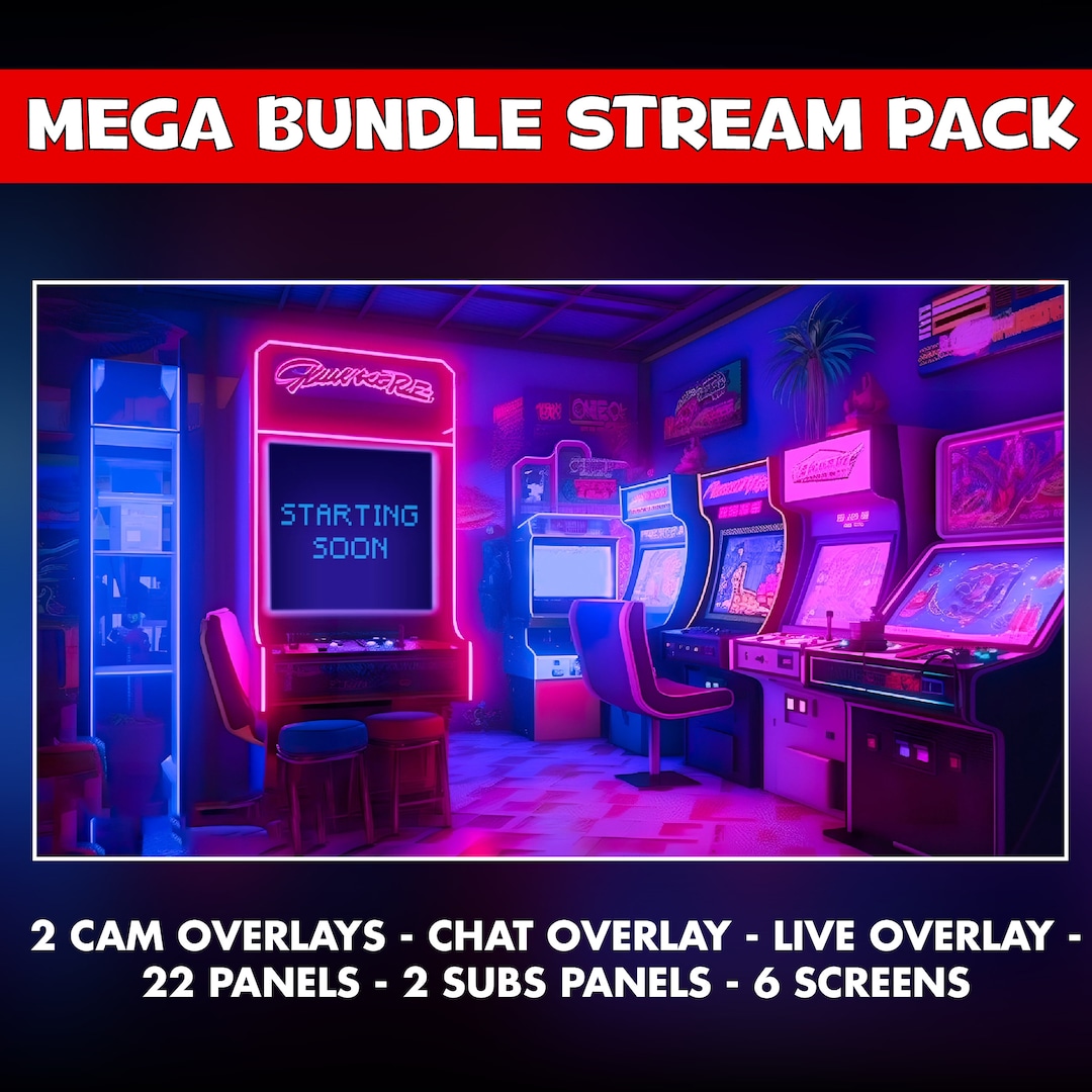 Retro Twitch Overlay Animated Pack - Inspired 80s Videogame Arcade ...