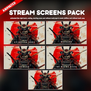 Samurai Red Twitch Overlay Animated Pack - Warrior Katana Japanese ...