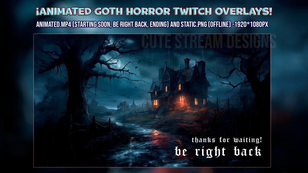 Goth Twitch Overlay Animated - Horror House Dark Background Screens ...