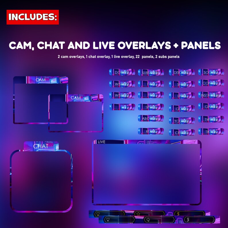 Retro Twitch Overlay Animated Pack - Inspired 80s Videogame Arcade ...