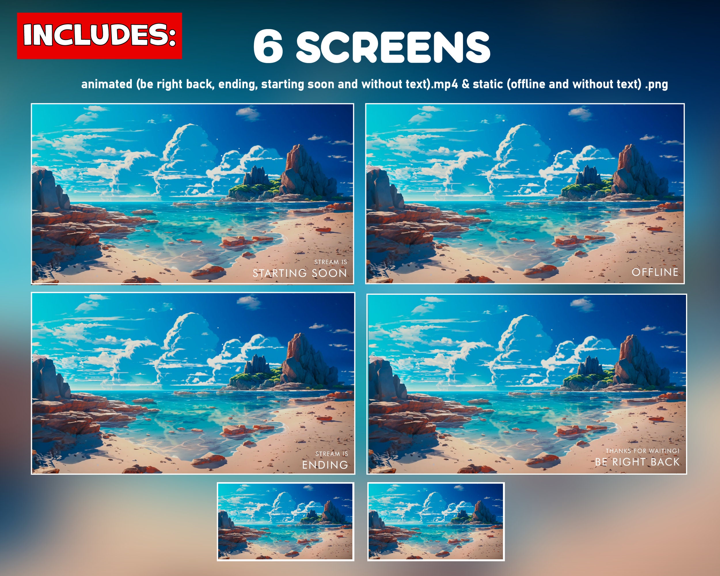 Water Calm Twitch Overlay Animated Pack - Summer Anime Cozy Background ...