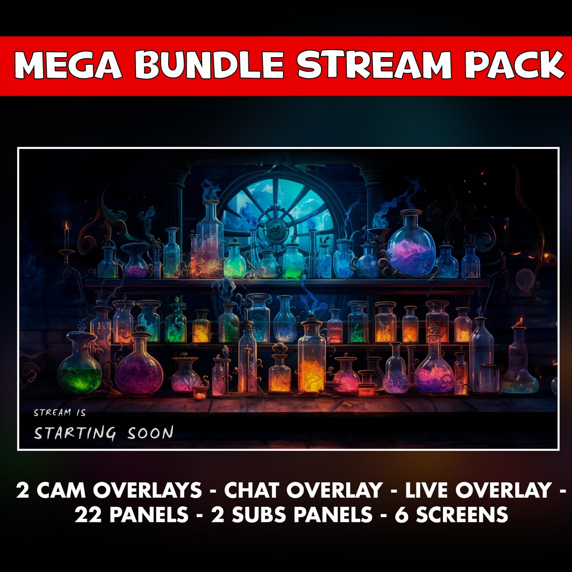 Witch Laboratory Twitch Overlay Animated Pack - Witch Potion Screens ...