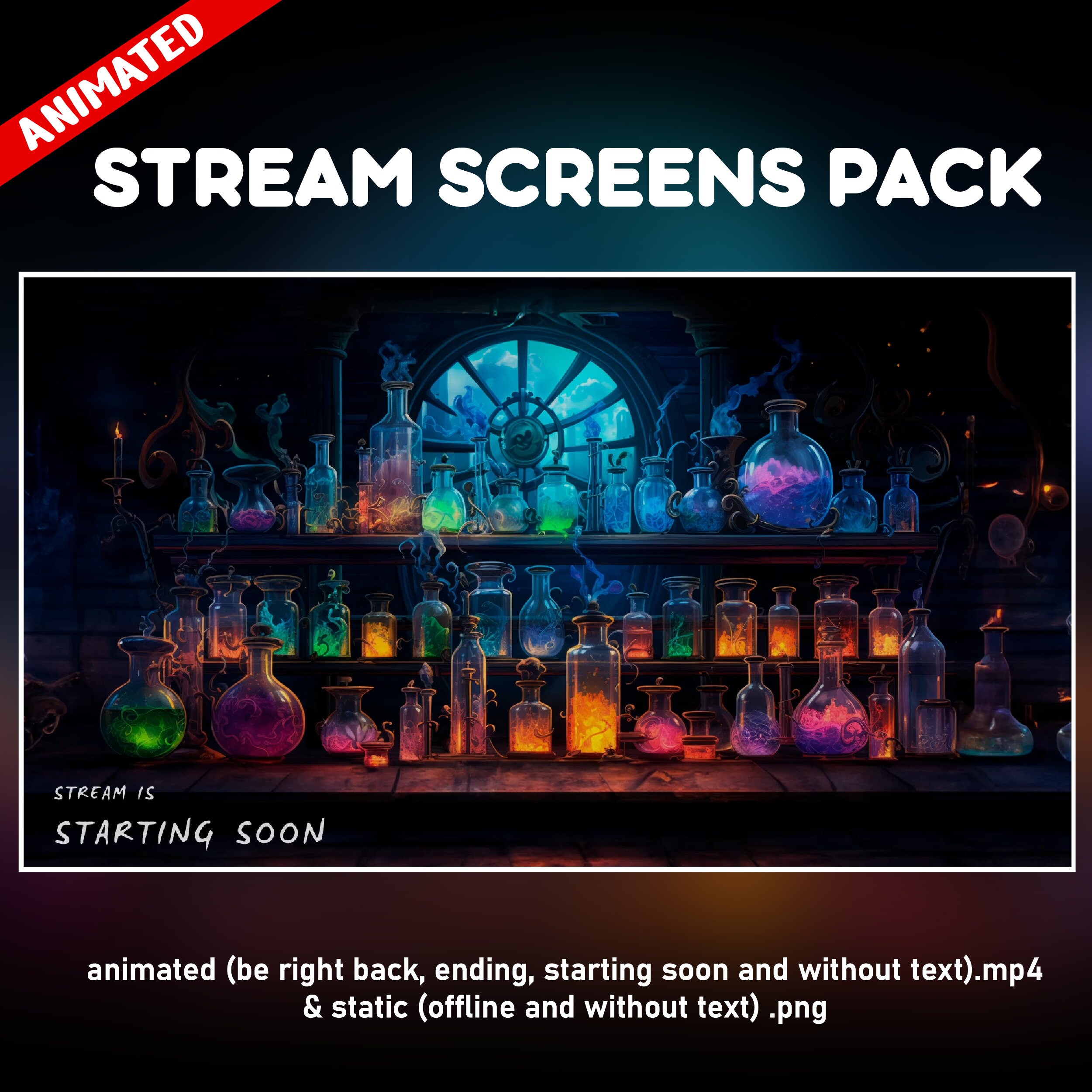 Witch Laboratory Twitch Overlay Animated Pack - Witch Potion Screens ...