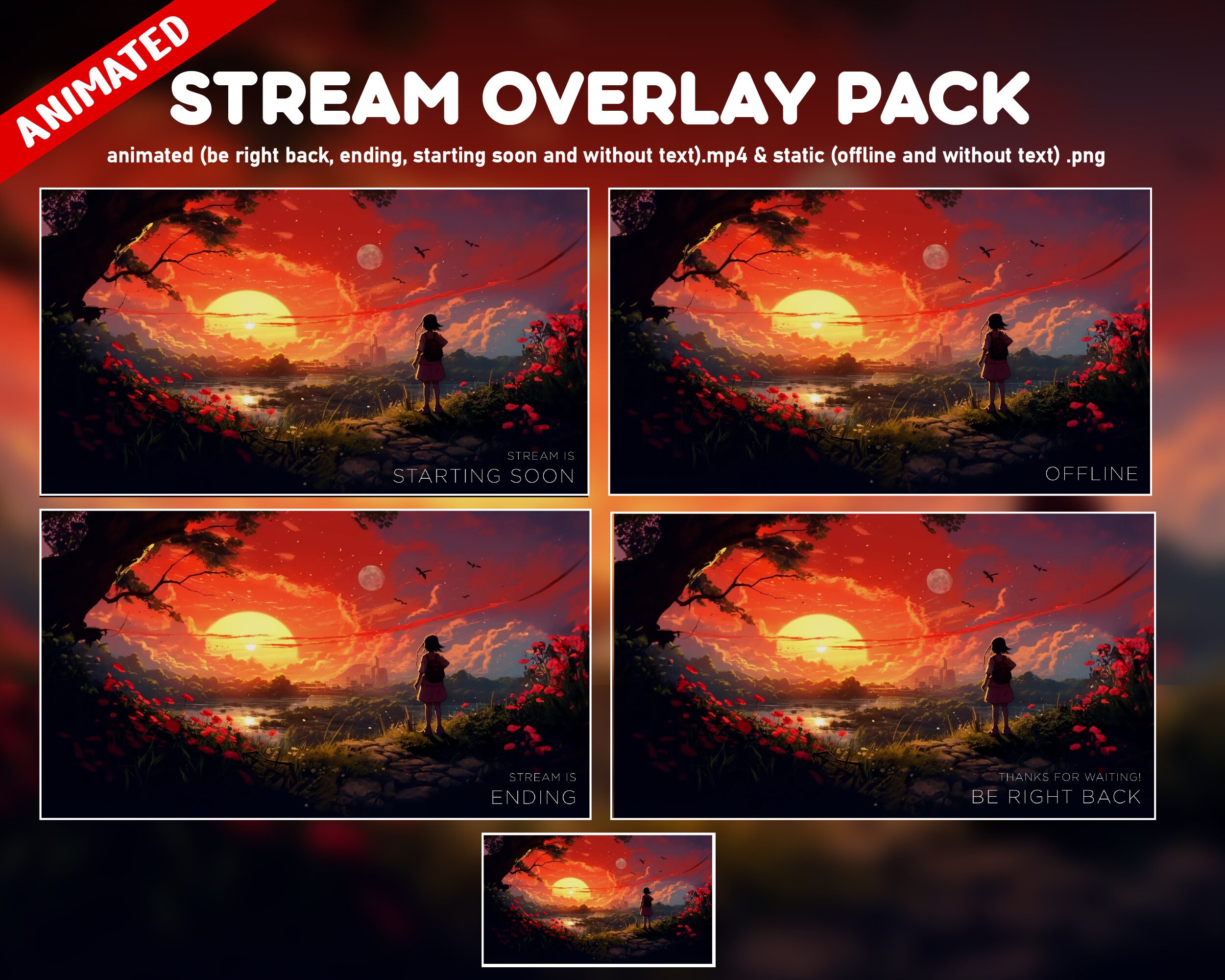 Anime Landscape Twitch Overlay Animated Package - Videogames Background ...