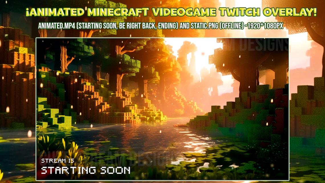 Minecraft Inspired Twitch Overlay Animated Blocks Screens - Etsy