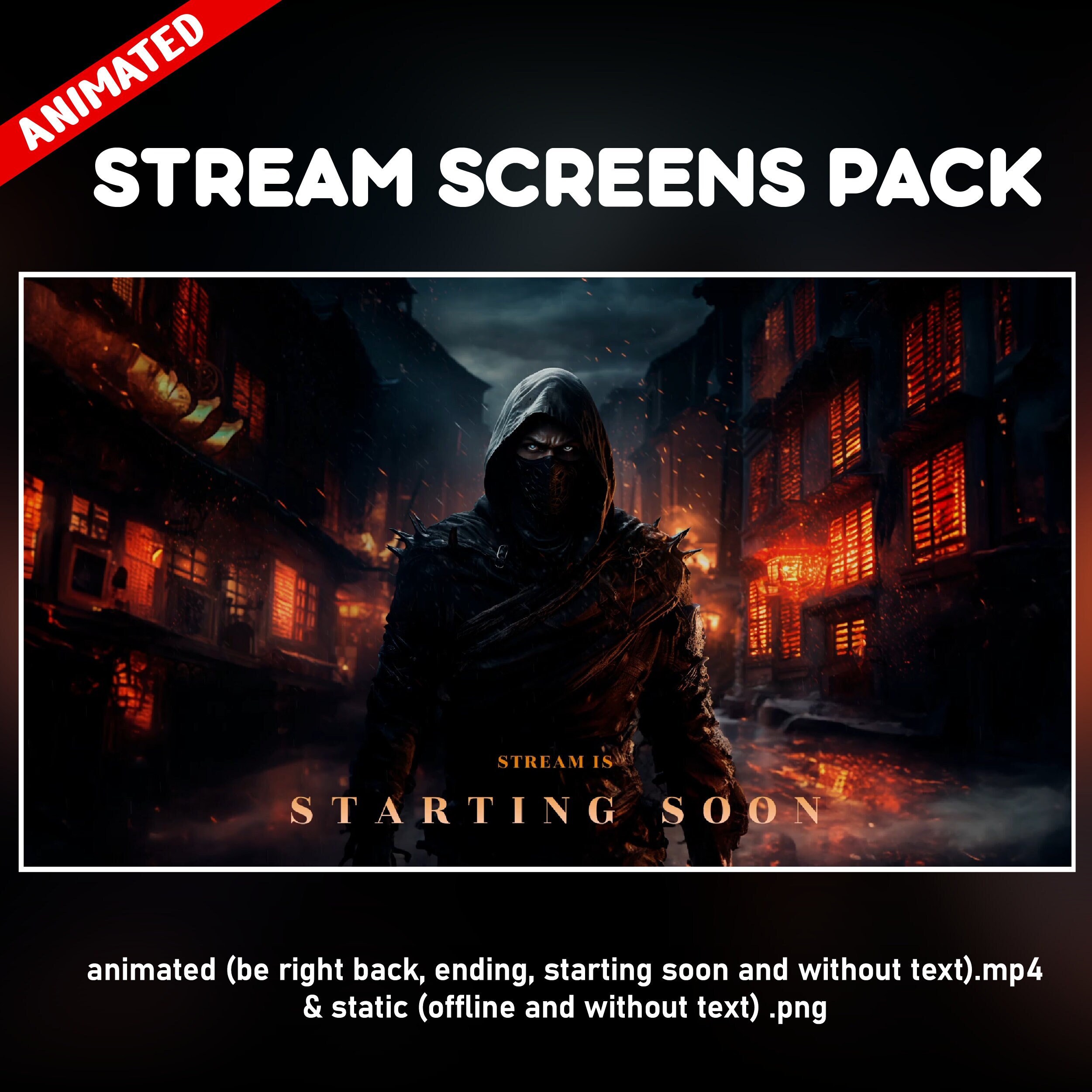 Ninja Twitch Overlay Animated Pack - Assassin Screens Warriorr Cozy for ...