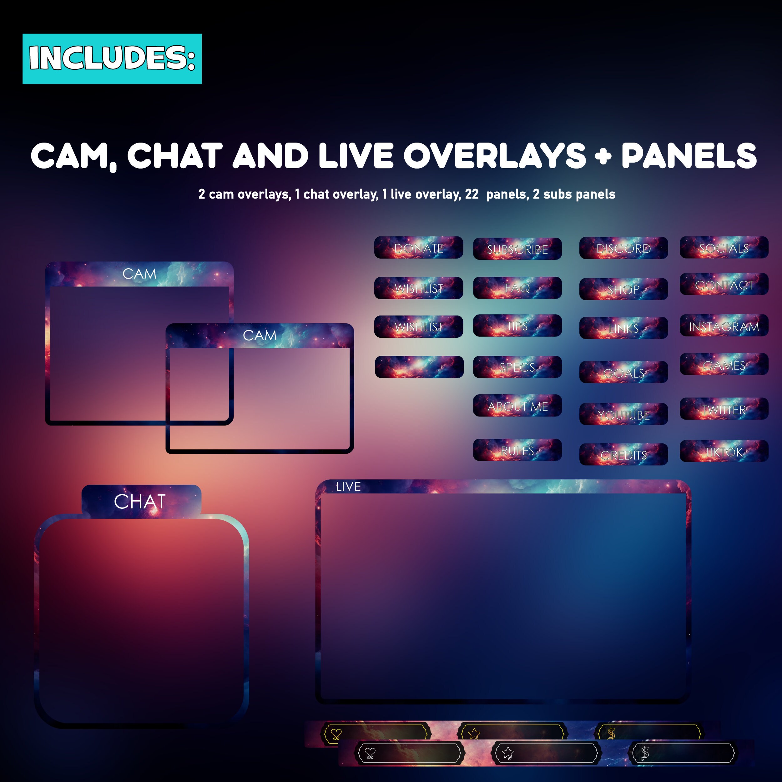 Celestial Twitch Overlay Animated Package - Aesthetic Stream Overlay ...