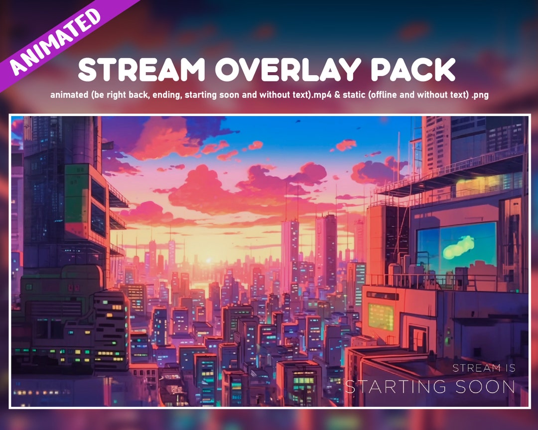Asian City Overlay Animated Twitch and Kick - Japan Skyline Sunset ...