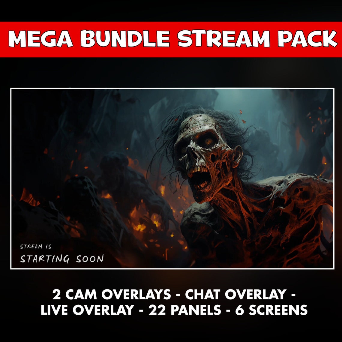 Zombie Dark Twitch Overlay Animated Package - Terror Zombie Gothic ...
