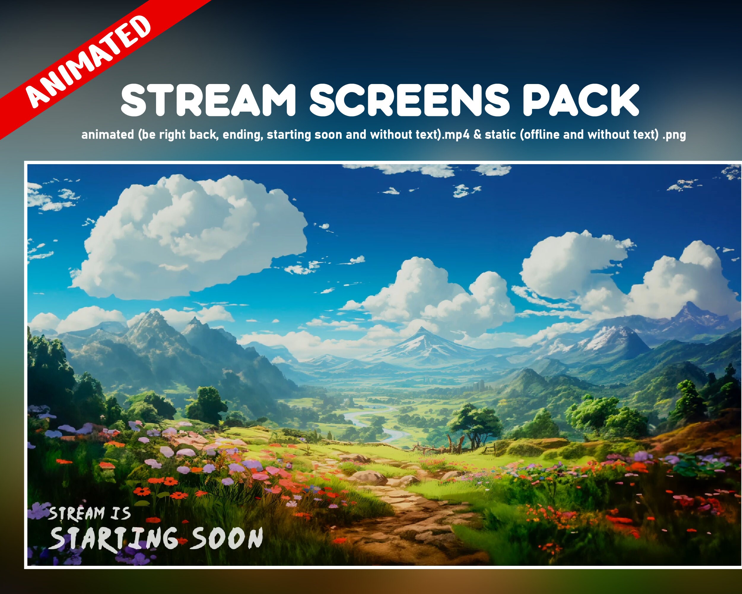 Meadow Twitch Overlay Animated Pack - Landscape Plants Stream Screens ...