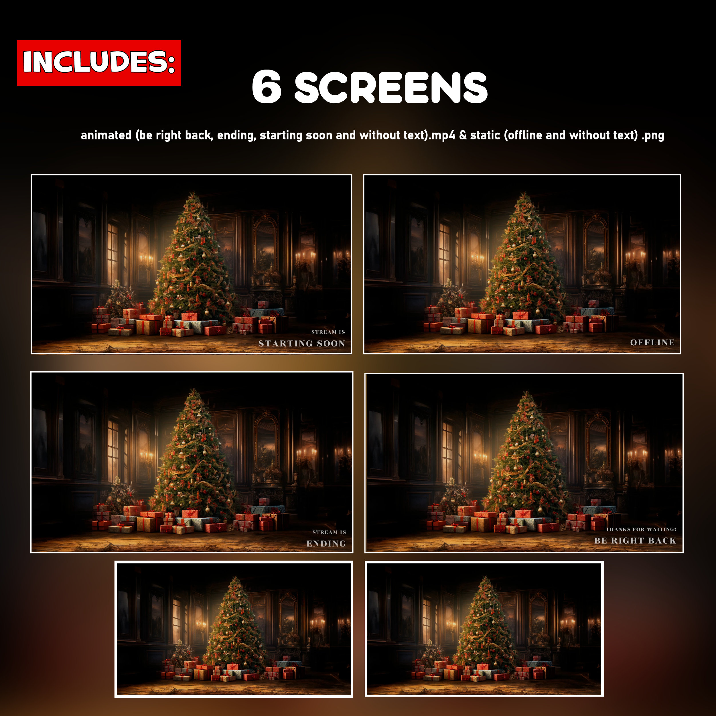 Christmas Twitch Overlay Animated Pack christmas Tree Background Stream ...