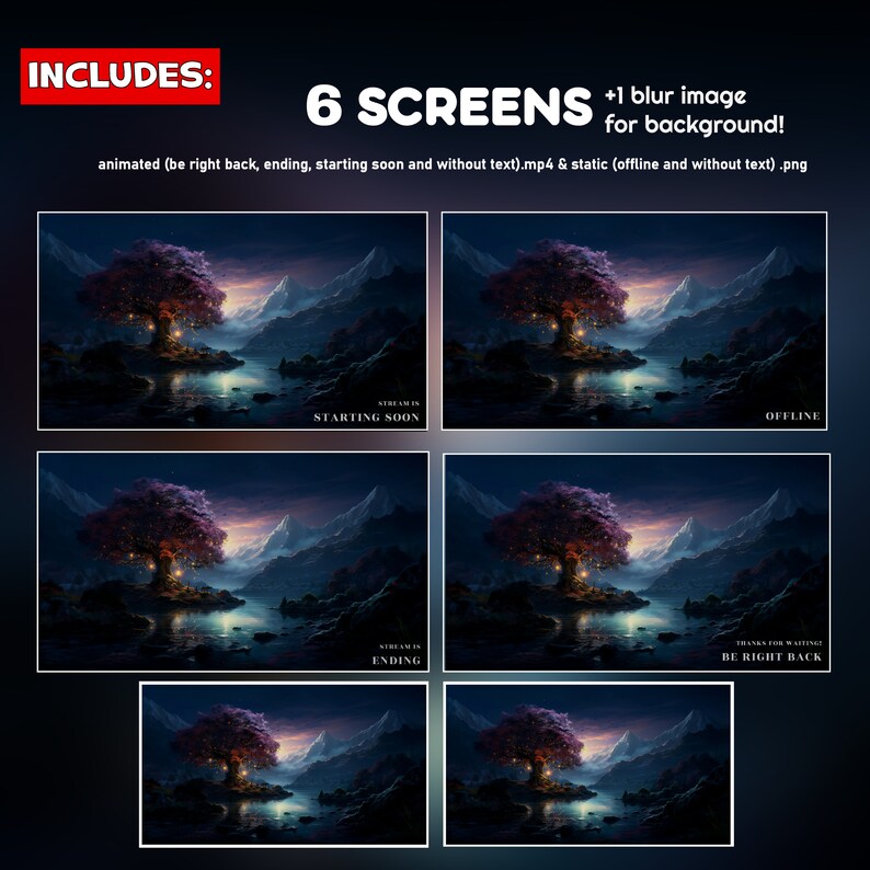 Landscape Fantasy Tree Twitch Overlay Animated Pack - Whimsical ...