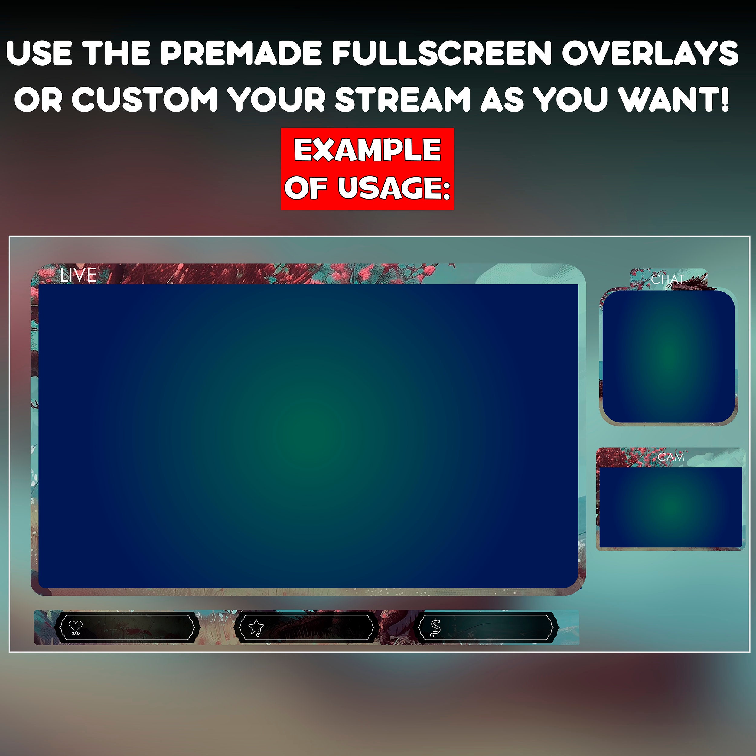 Dragon Twitch Overlay Animated Pack - Mythological Fantasy Plain ...
