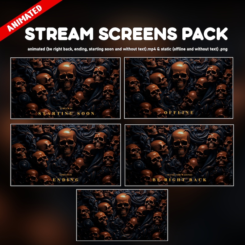Gothic Skull Twitch Overlay Pack - Dark Fantasy Animated Stream ...