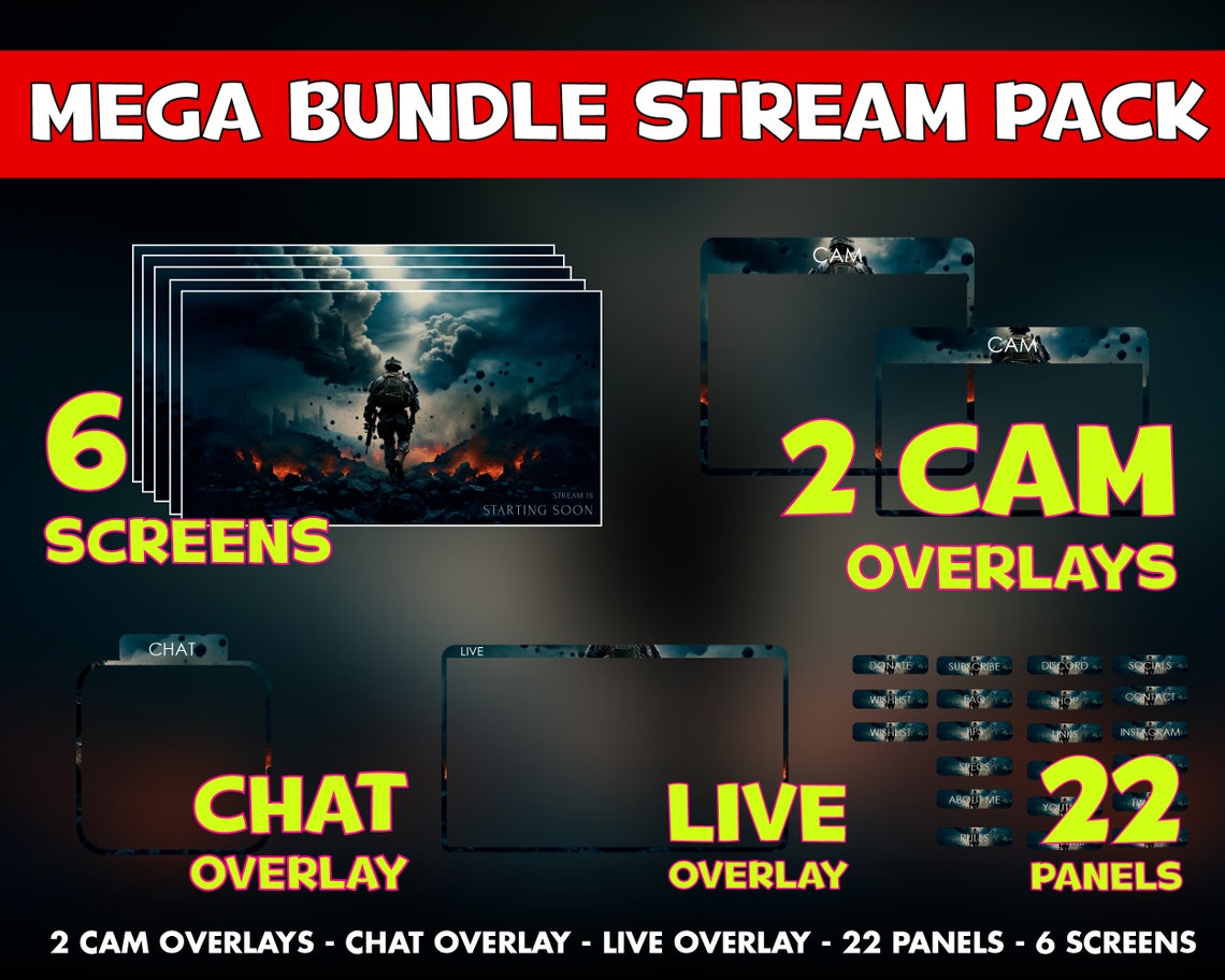 Shooter Twitch Overlay Animated Pack - Inspired Background Cod War ...