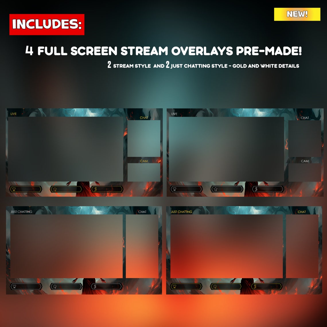 Dark Enchantress Twitch Overlay Pack Summoning Magic Animated Stream ...