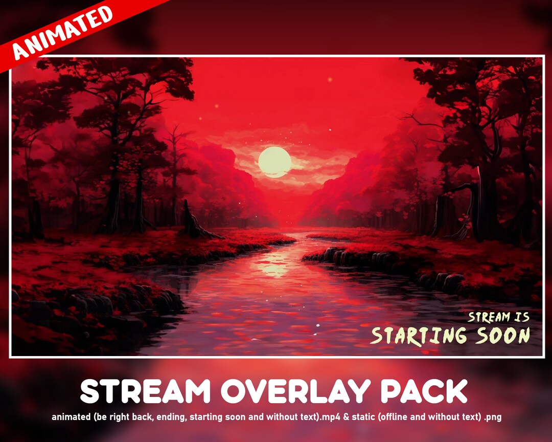 RED Twitch Overlay Animated Package - Japan Dark Forest Stream ...