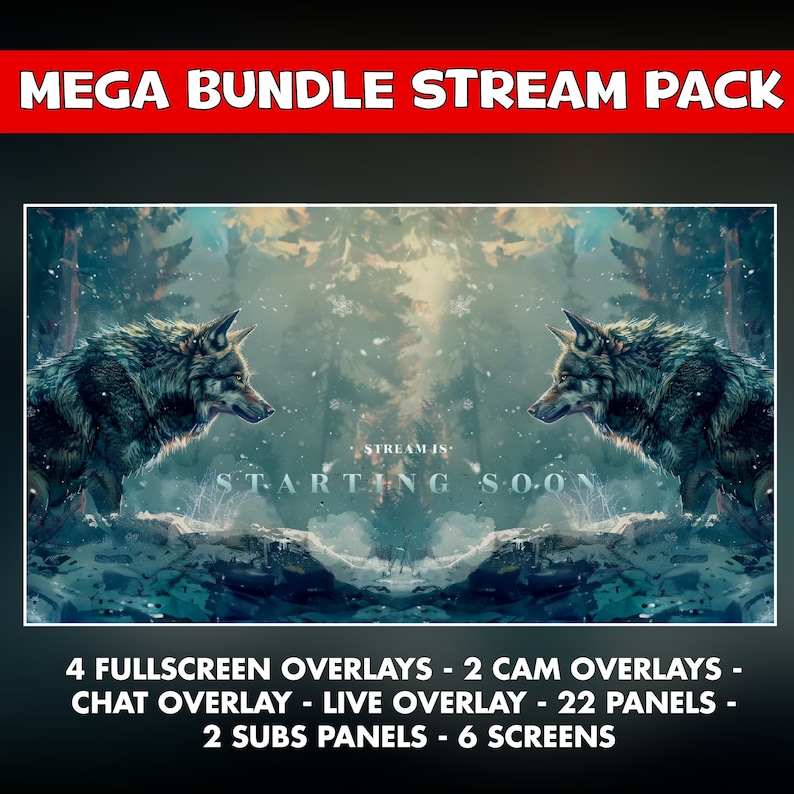 Wolf Twitch Overlay Pack - Majestic Beast Animated Stream Background ...