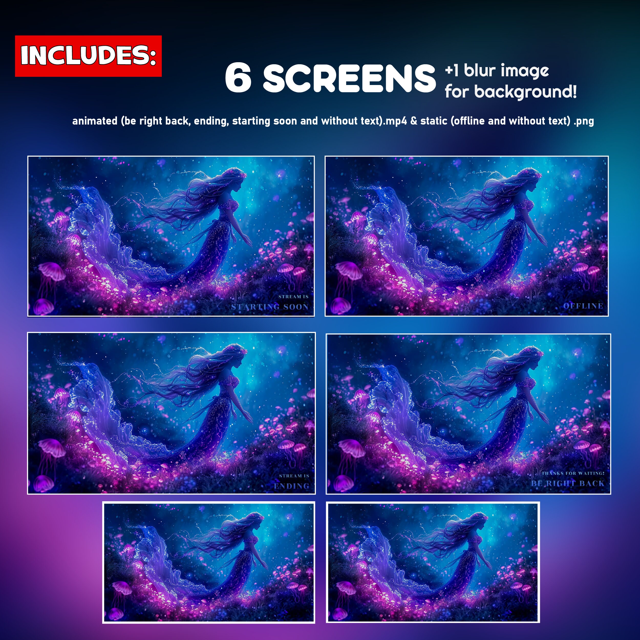 Siren Fantasy Twitch Overlay Animated Pack Mystical Underwater ...