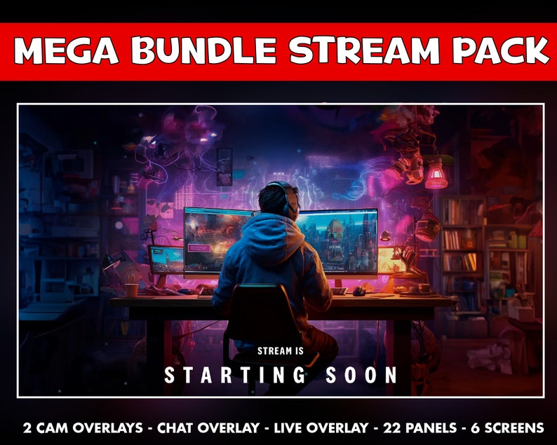 Gamer Room Twitch Overlay Animated Pack - Desktop Light Fantasy ...