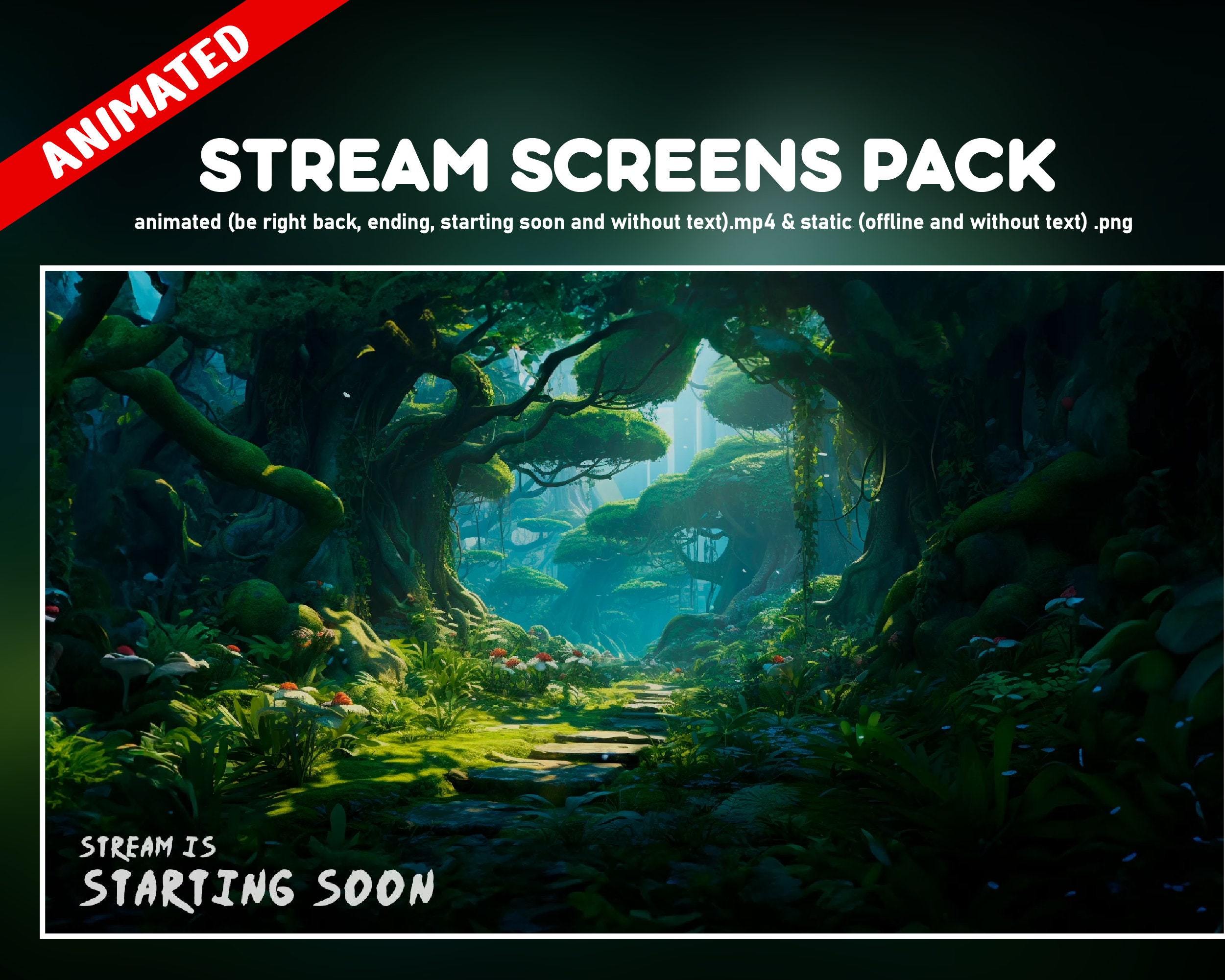 Forest Twitch Overlay Animated Pack - Jungle Plants Stream Screens ...