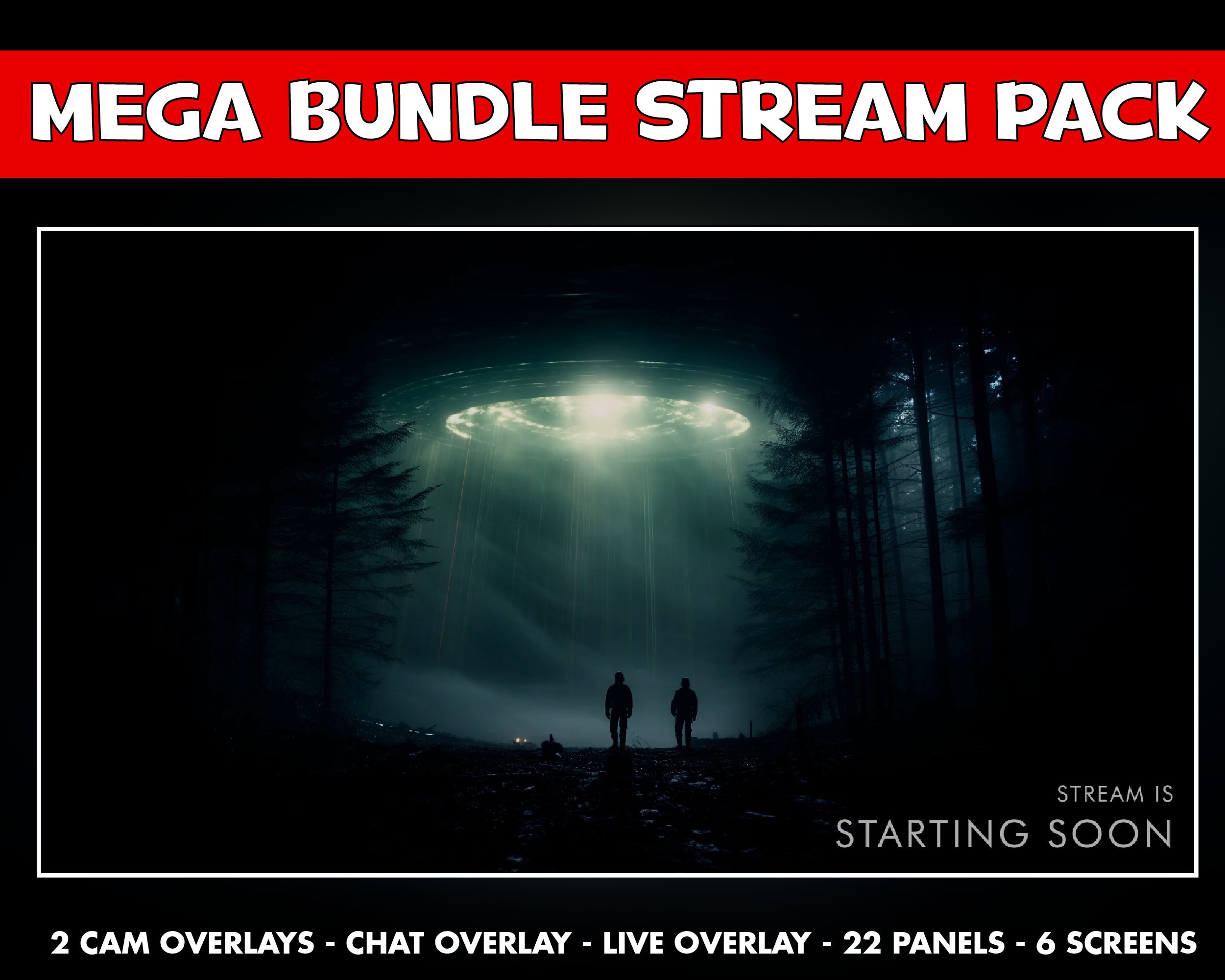Alien Twitch Overlay Animated Pack UFO Stream Screens Enchanting ...