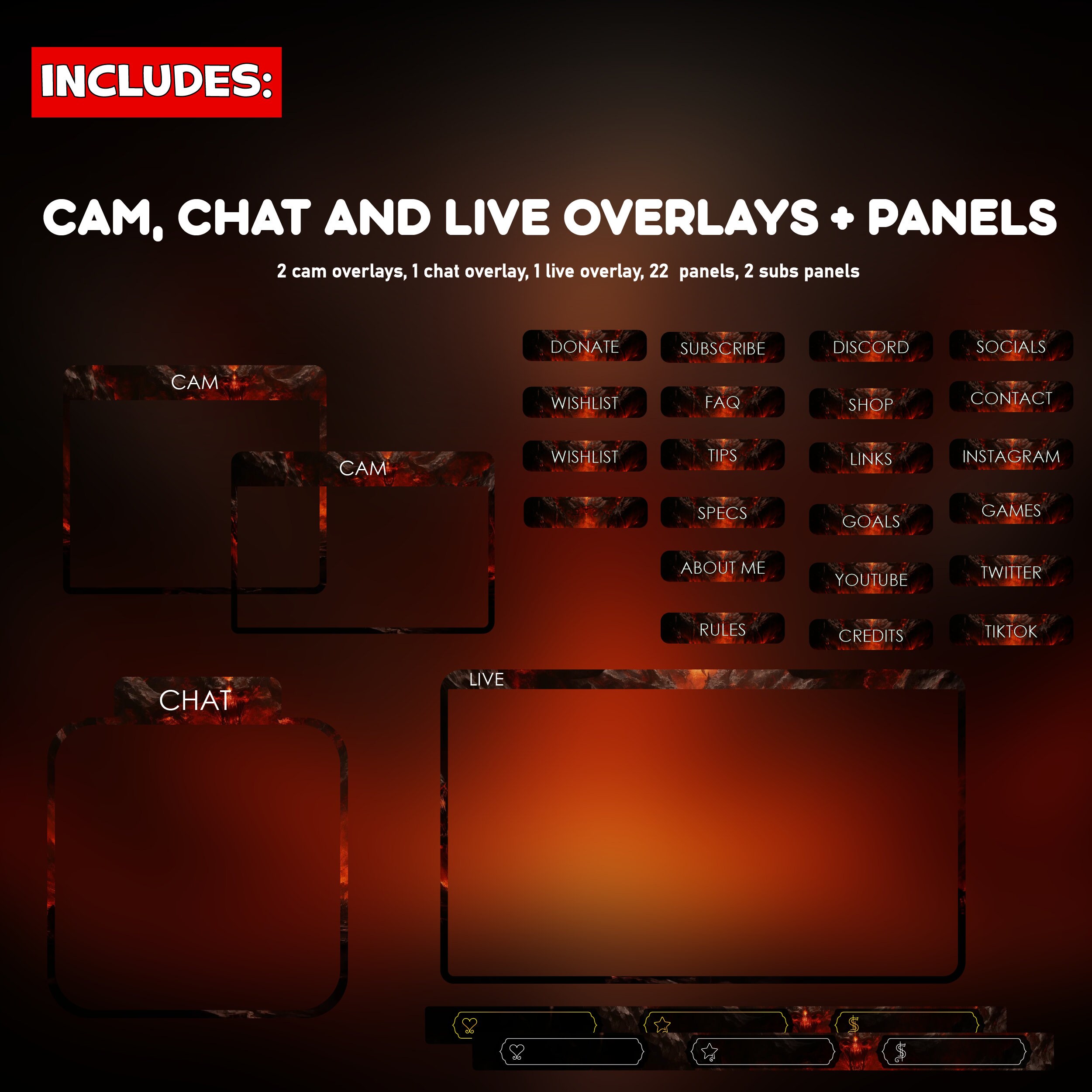 Diablo Twitch Overlay Animated Pack Inferno Screens Fire Stream ...