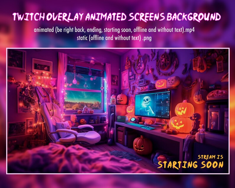 Goth Twitch Overlay Animated Spooky Screens Perfect for Your Stream ...