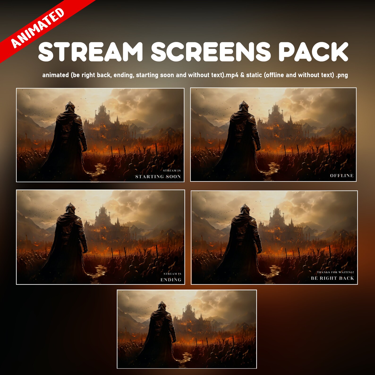 War Medieval Twitch Overlay Animated Pack - Medieval Soldier War Cozy ...