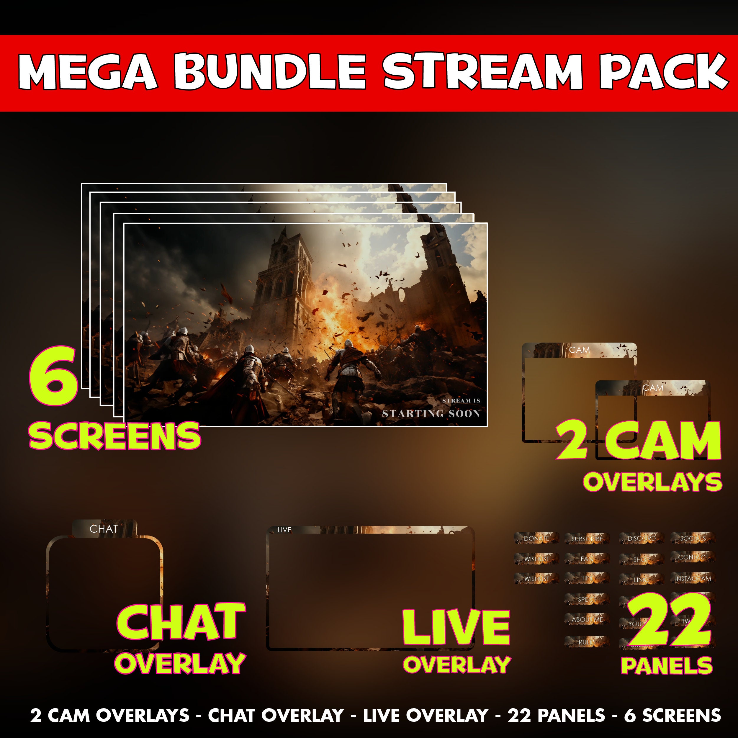 Medieval Twitch Overlay Animated Pack - Inspired Background Battle War ...