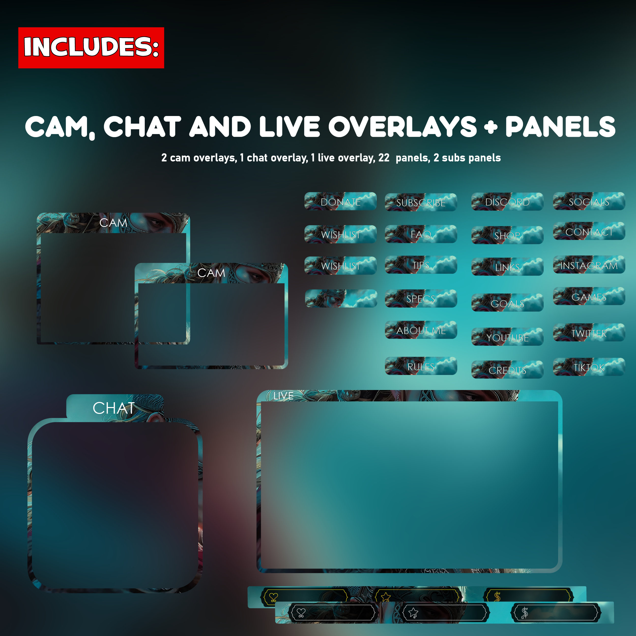 Warrior Woman Twitch Overlay Pack - Epic Valkyrie Viking Animated ...