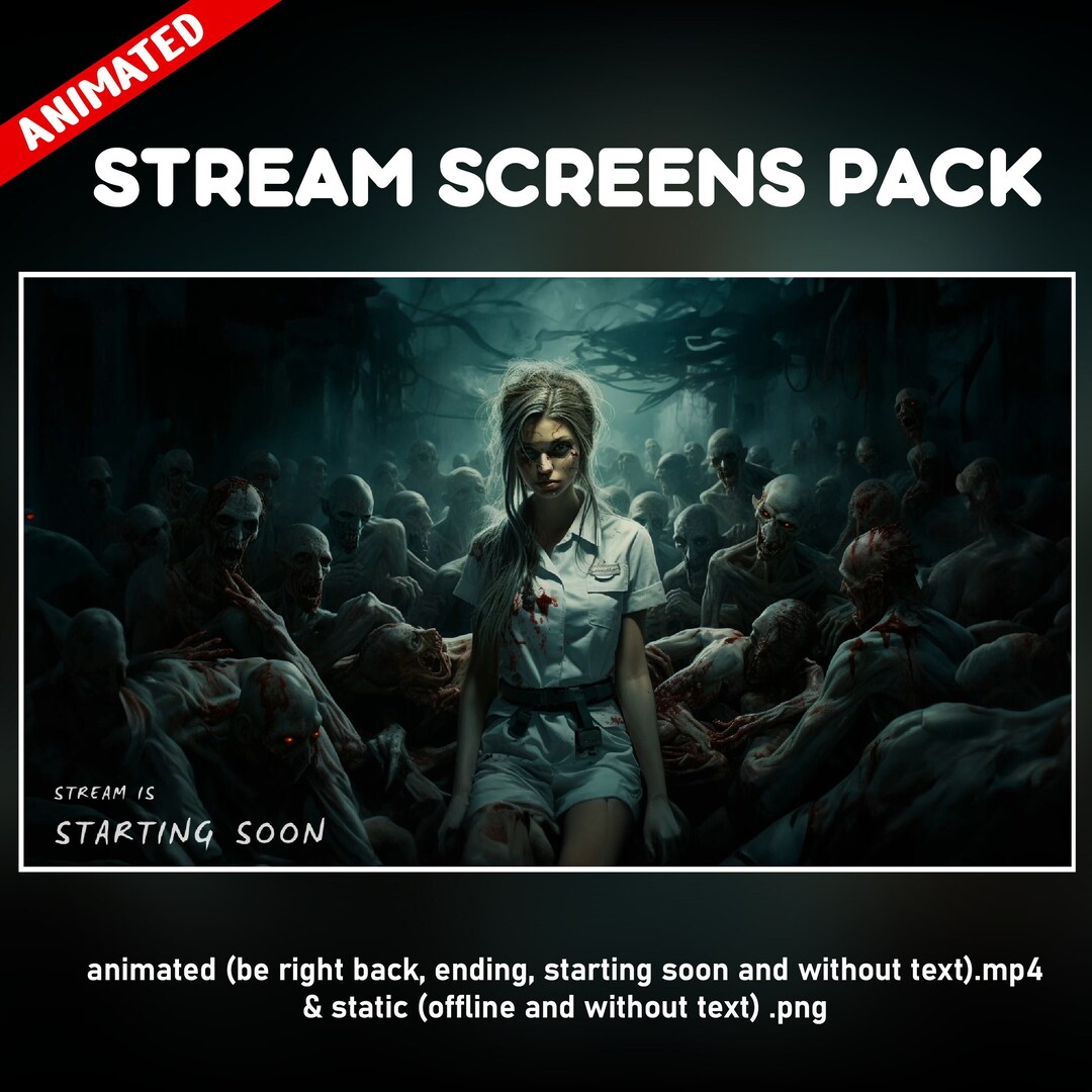 Zombie Nurse Twitch Overlay Animated Pack - Terror Hospital Gothic ...