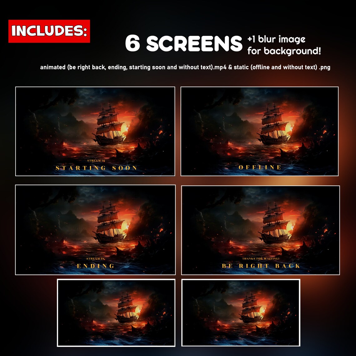 Pirate Ship Twitch Overlay Animated Pack - Sailing Boat Fantasy ...