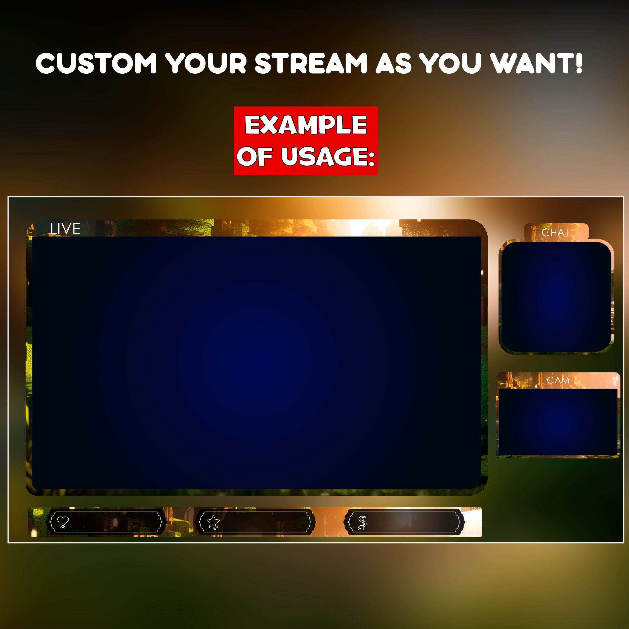 Minecraft Inspired Twitch Overlay Animated Pack Blocks Screens Pack ...