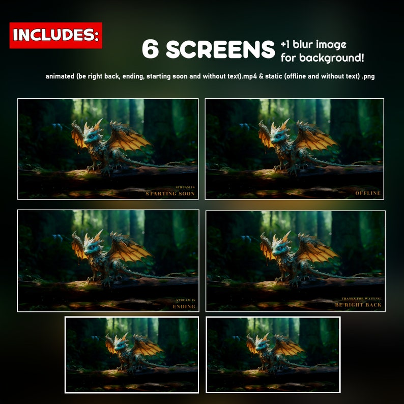 Dragon Twitch Overlay Animated Pack - Mythological Fantasy Forest ...