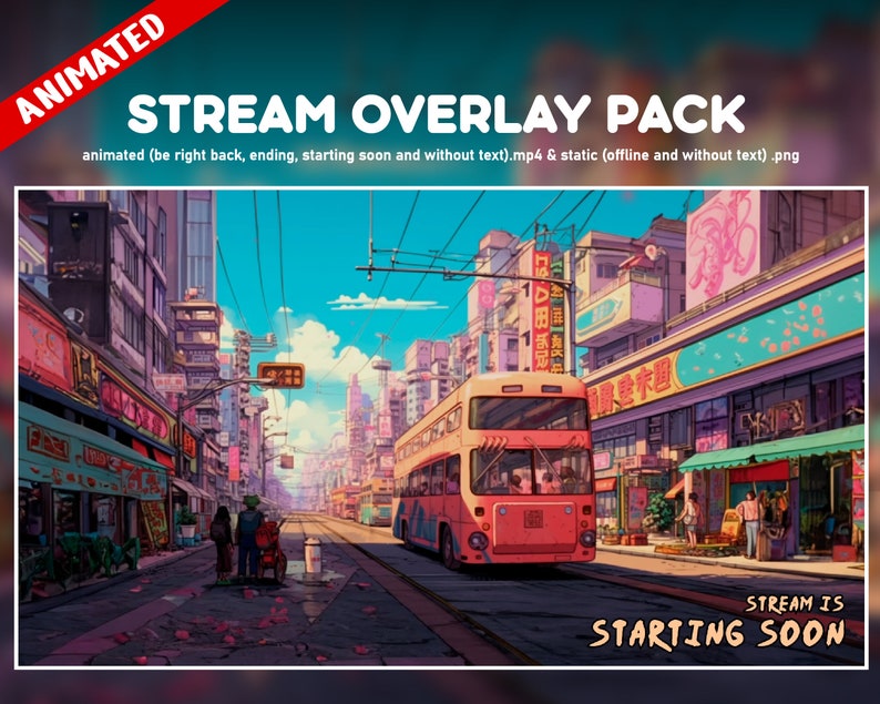 Japan Overlay Animated Twitch or Kick - Asian City at Day Background ...