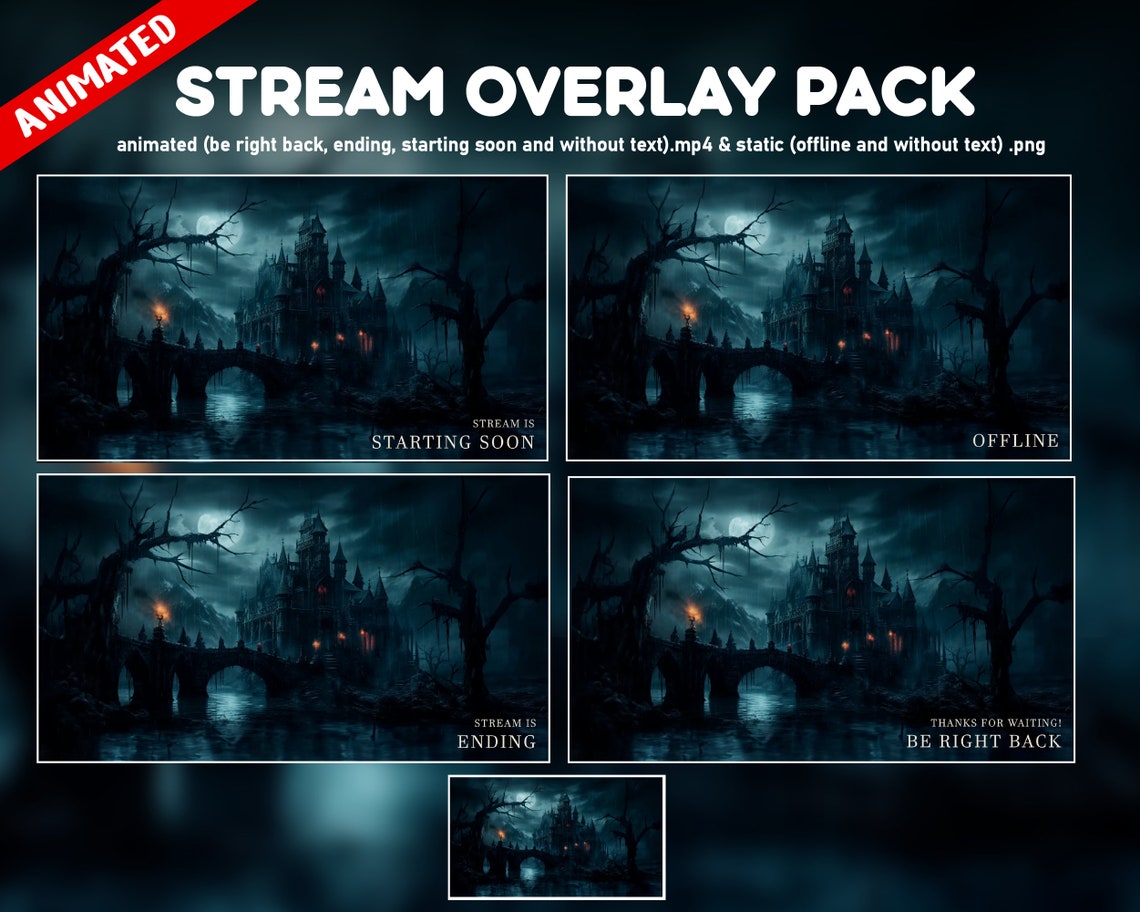 Goth Twitch Overlay Animated - Horror House Dark Background Screens Perfect for Your Stream ...