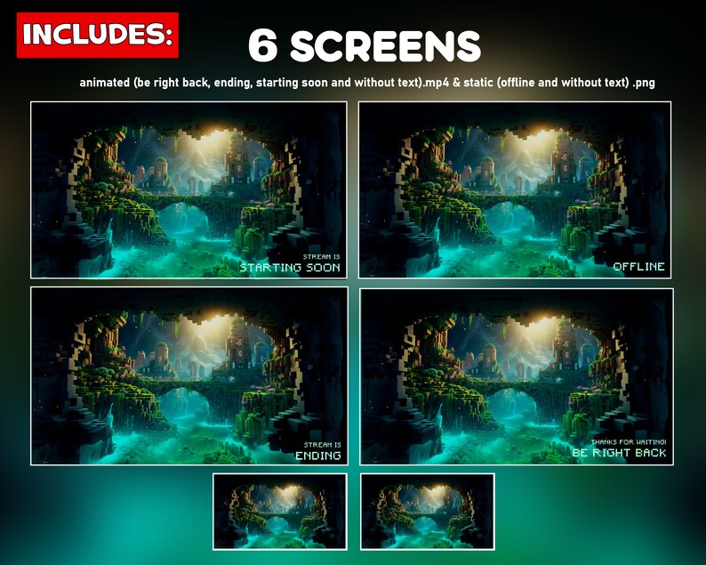 Minecraft Twitch Overlay Animated Pack Minecraft Landscape Cute ...