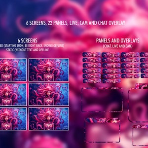 Octopus Girl Twitch Overlay Animated Pack - Ocean Anime Screens for ...