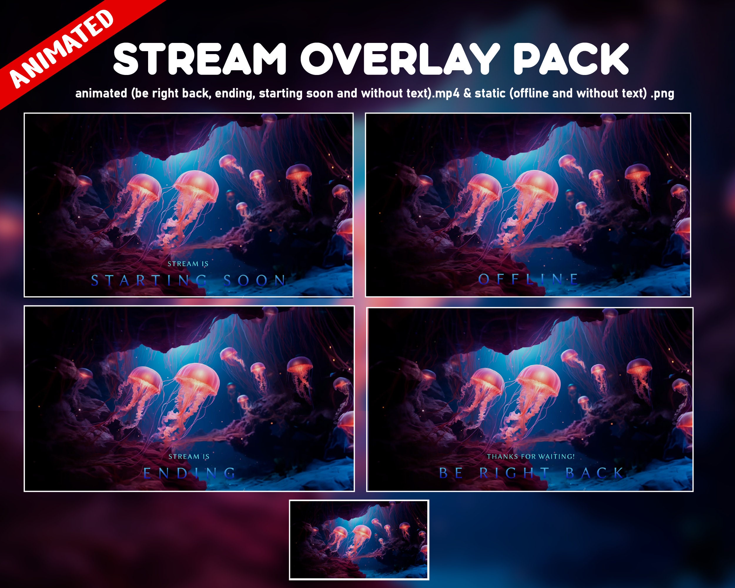Jellyfish Twitch Overlay Animated Package - Underwater Screens Perfect ...