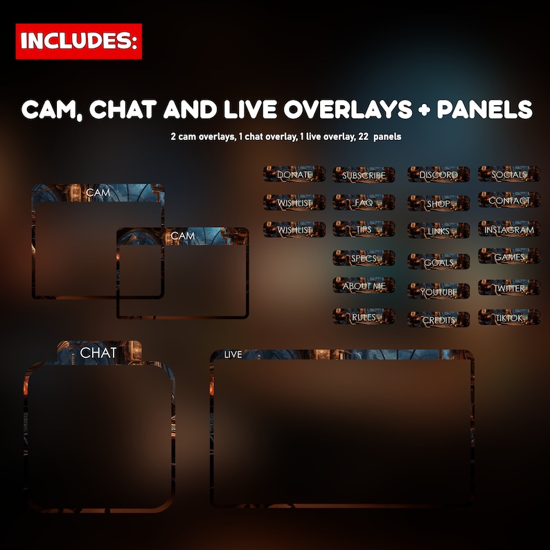 Retro Futuristic Gamer Room Twitch Overlay Animated Pack - Steampunk ...