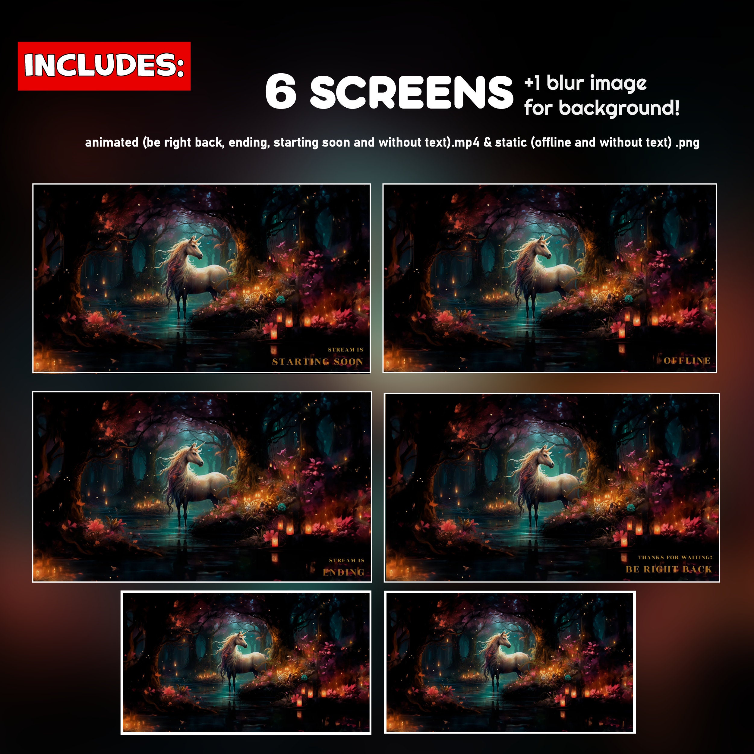 Unicorn Twitch Overlay Animated Pack - Mythological Fantasy Forest ...