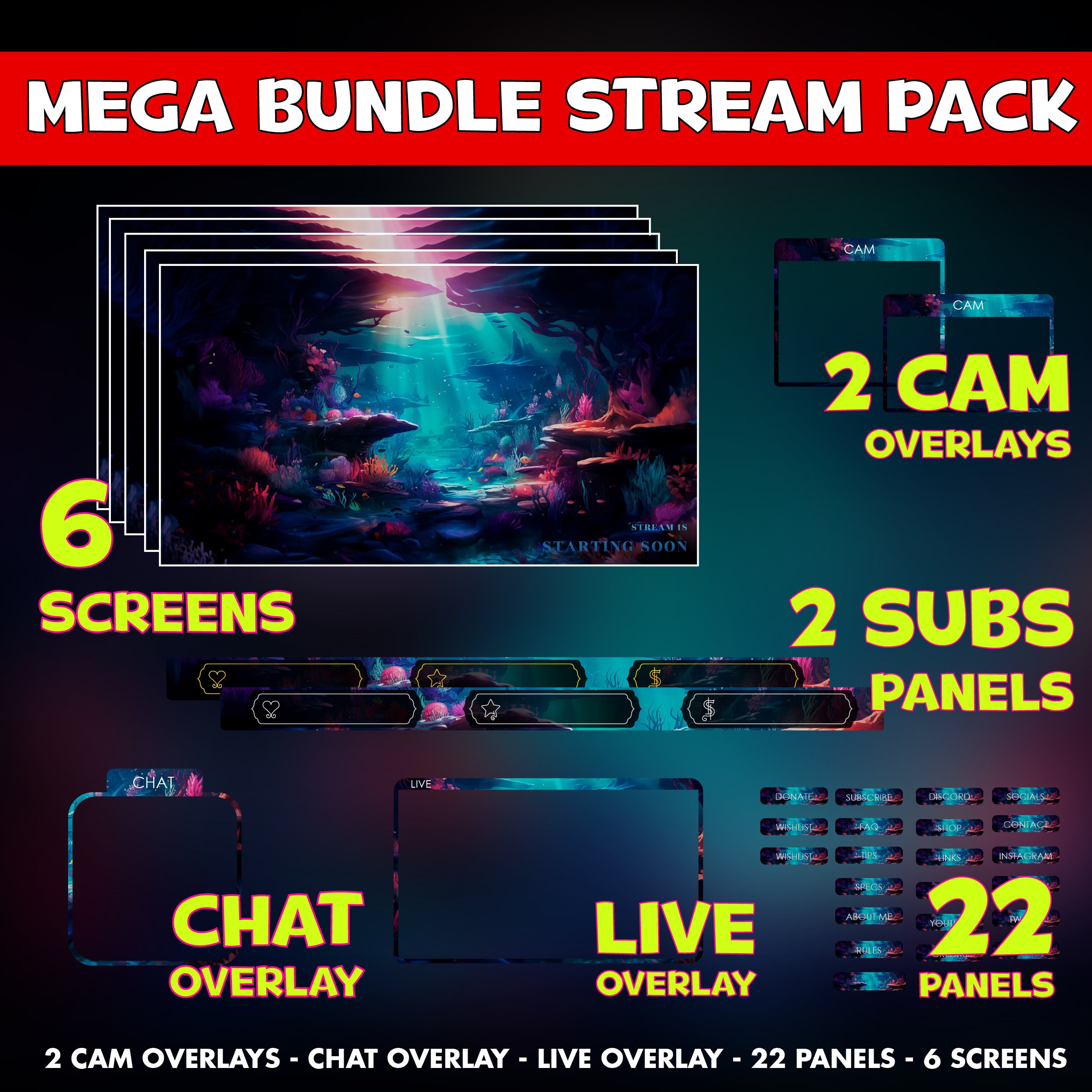 Fantasy Submarine Twitch Overlay Animated Pack - Whimsical Background ...