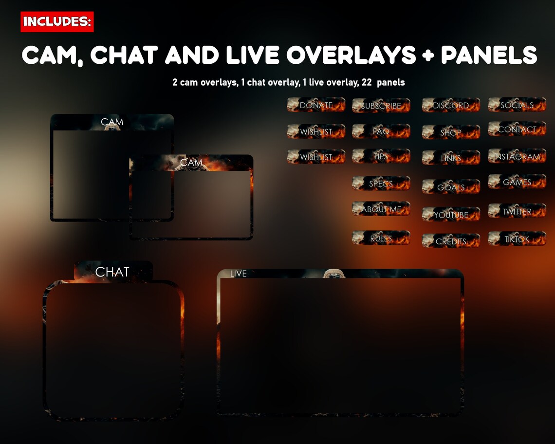 Shooter Twitch Overlay Animated Pack - Inspired Background Cod War ...