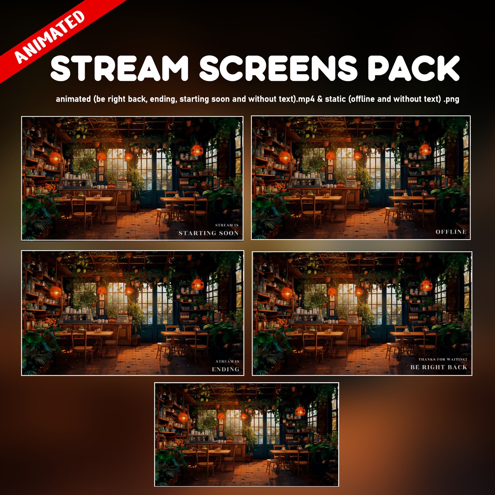 Cozy Cafe Twitch Overlay Animated Pack - Botanical Cafe Cute Lofi ...