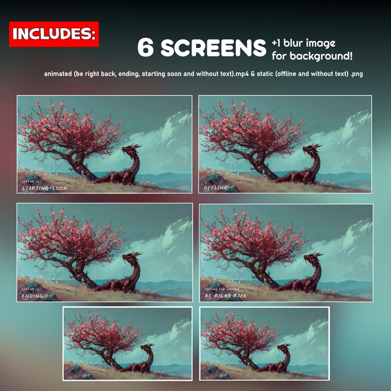 Dragon Twitch Overlay Animated Pack - Mythological Fantasy Plain ...