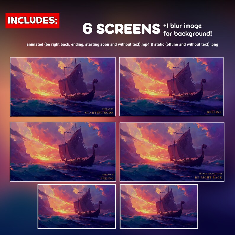 Viking Ship Twitch Overlay Pack - Nautical Adventure Animated Stream ...