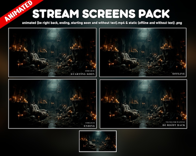 Goth Twitch Overlay Animated Pack - Horror Dark Background Stream ...